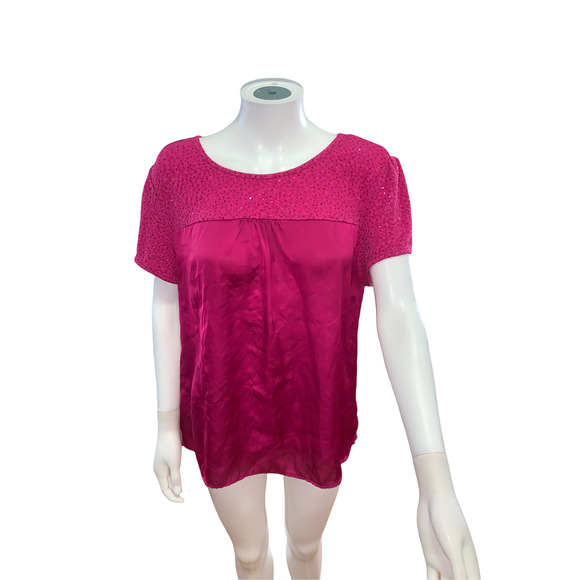 Jaclyn Smith | Tops | Jacyln Smith Magenta Pink Satin Design Blouse Xl ...